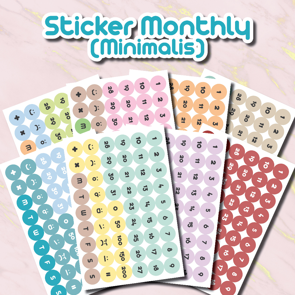 Monthly Minimalist Planner Cute Pack Sticker | Deco Journal Sticker ...