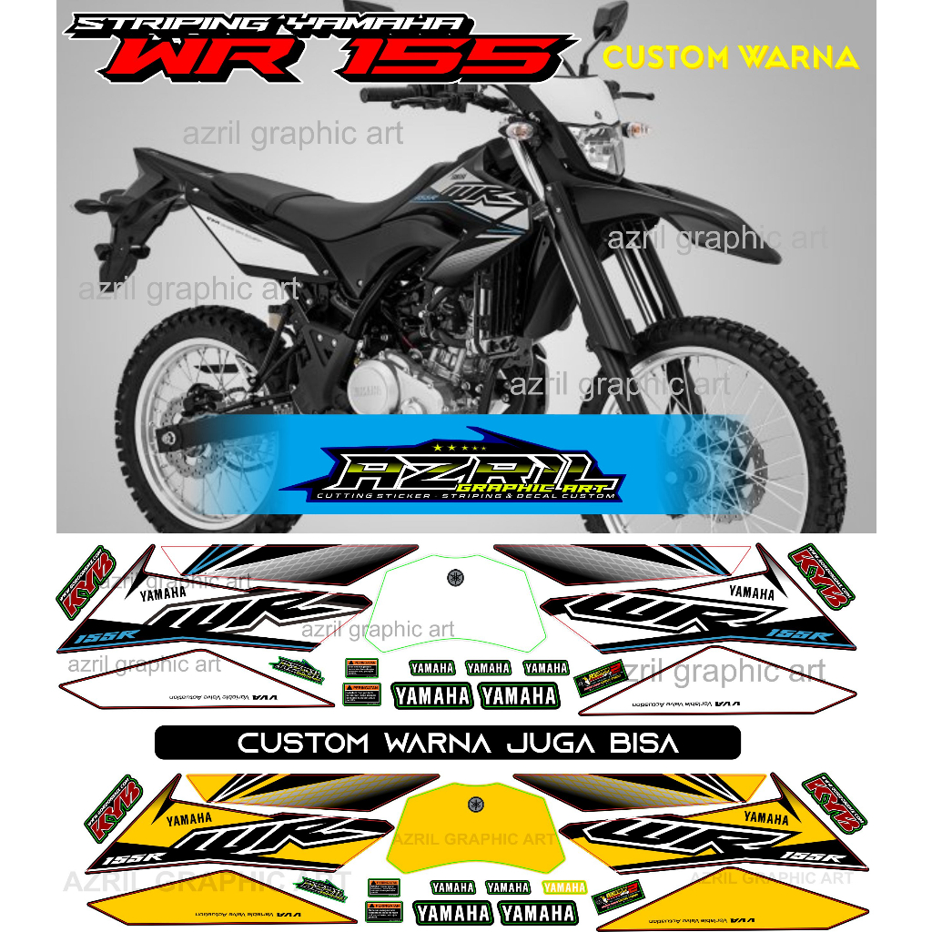 HITAM Striping Yamaha WR 155 Black Standard & Variation | Shopee ...