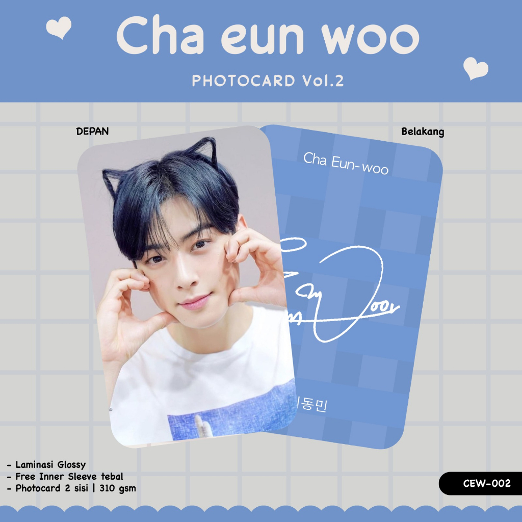 Photocard CHA EUN WOO VOL.2 And VOL.3 Signature KPOP IDOL GLOSSY Front ...