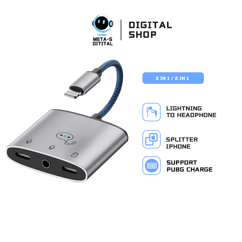 Splitter Lightning to jack Converter 2in1 3in1 - Headset PUBG Charger ...