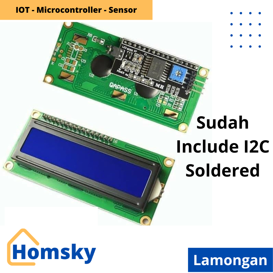 Lcd 16x2 1602 Including I2C Module Blue Color Display Backlight 16x2 Arduino Nodemcu - Homsky ...