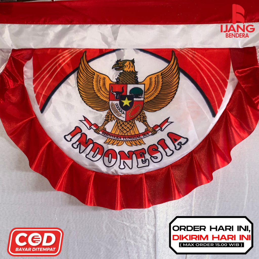 MERAH PUTIH Garuda Background Red And White Line Pennant Pennant ...