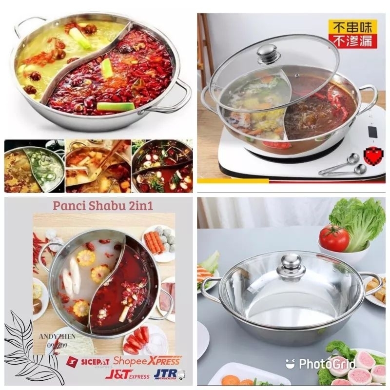 Shabu Pan 30 cm / Steamboat Soup Bowl 2 Flavors Suki Pan Hot Pot ...