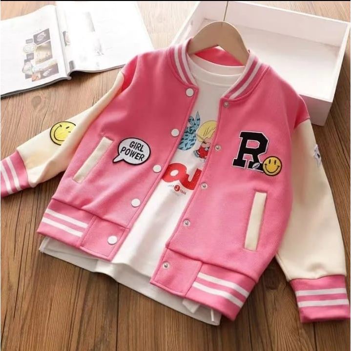 Girls' pink Baseball jacket/pink girls' jacket/pink varsity jacket ...