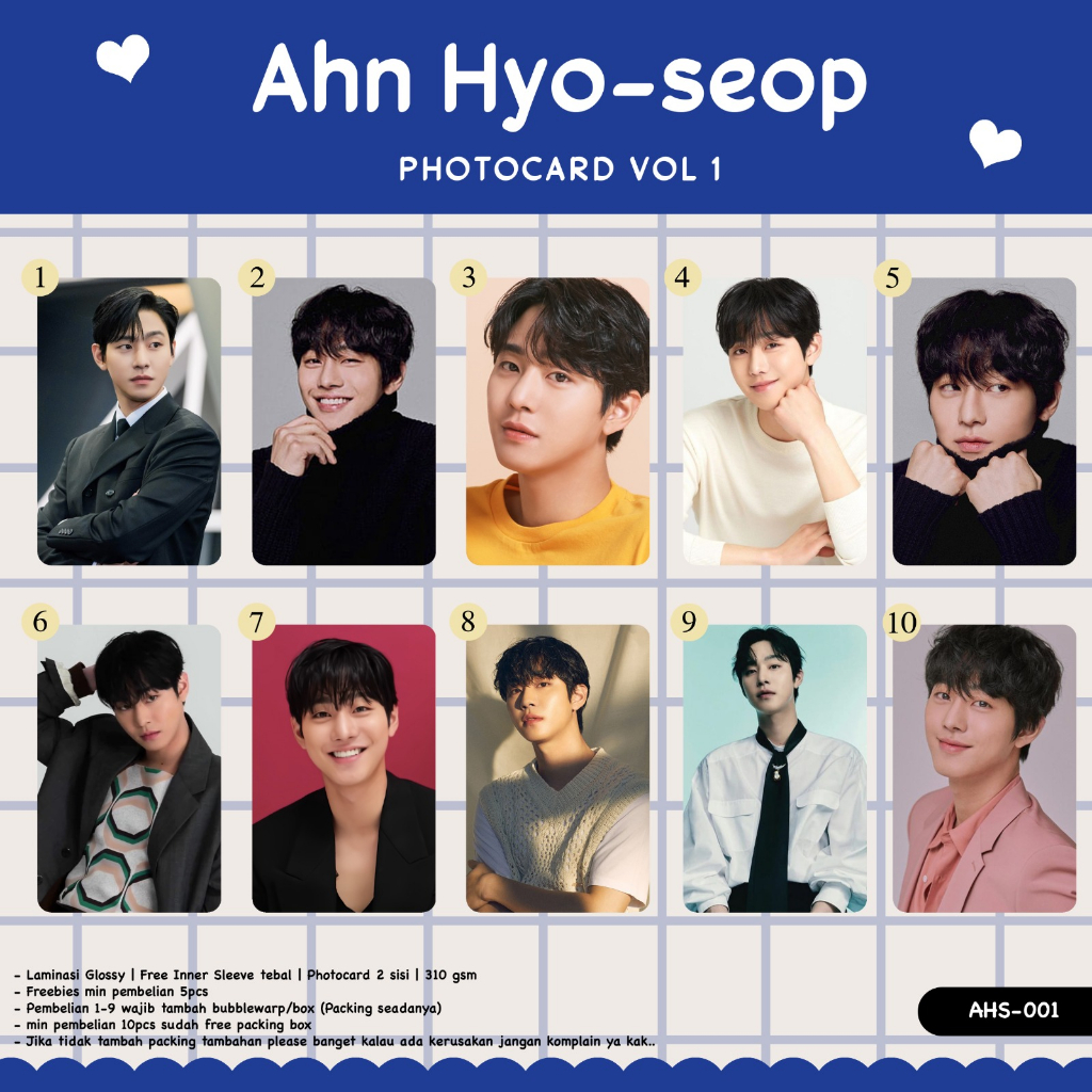 Photocard AHN HYO-SEOP VOL.1 Korean DRAMA PHOTOCARD Korean ACTOR Photo ...