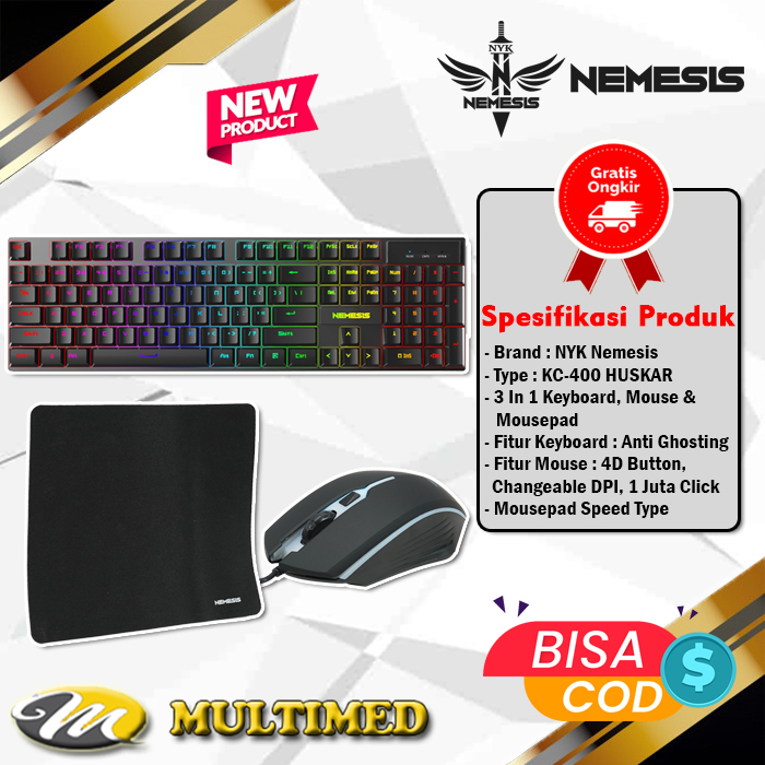 Nyk Nemesis HUSKAR KC400 3 in 1 Combo Gaming Keyboard | Shopee Philippines