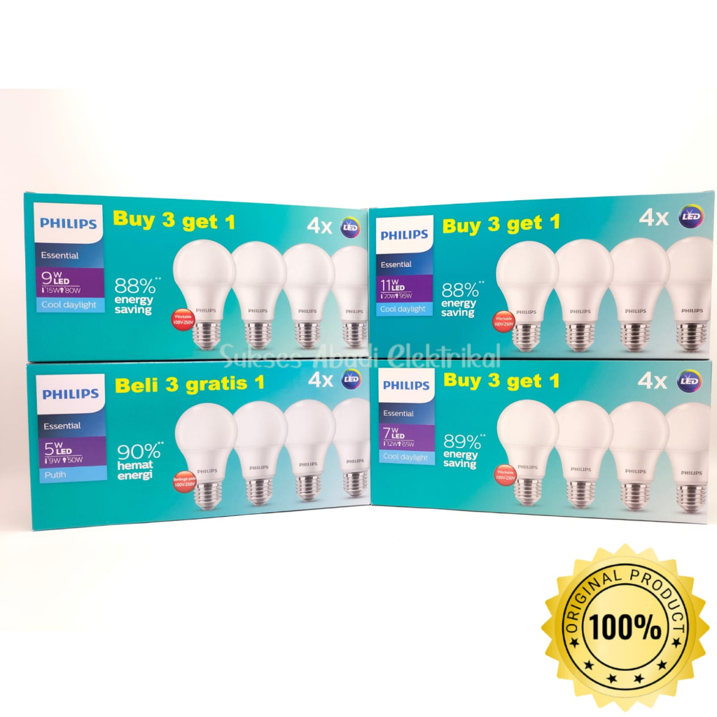 Philips Essential Bulb LED Bulb Light, Pack of 4 | Shopee Philippines