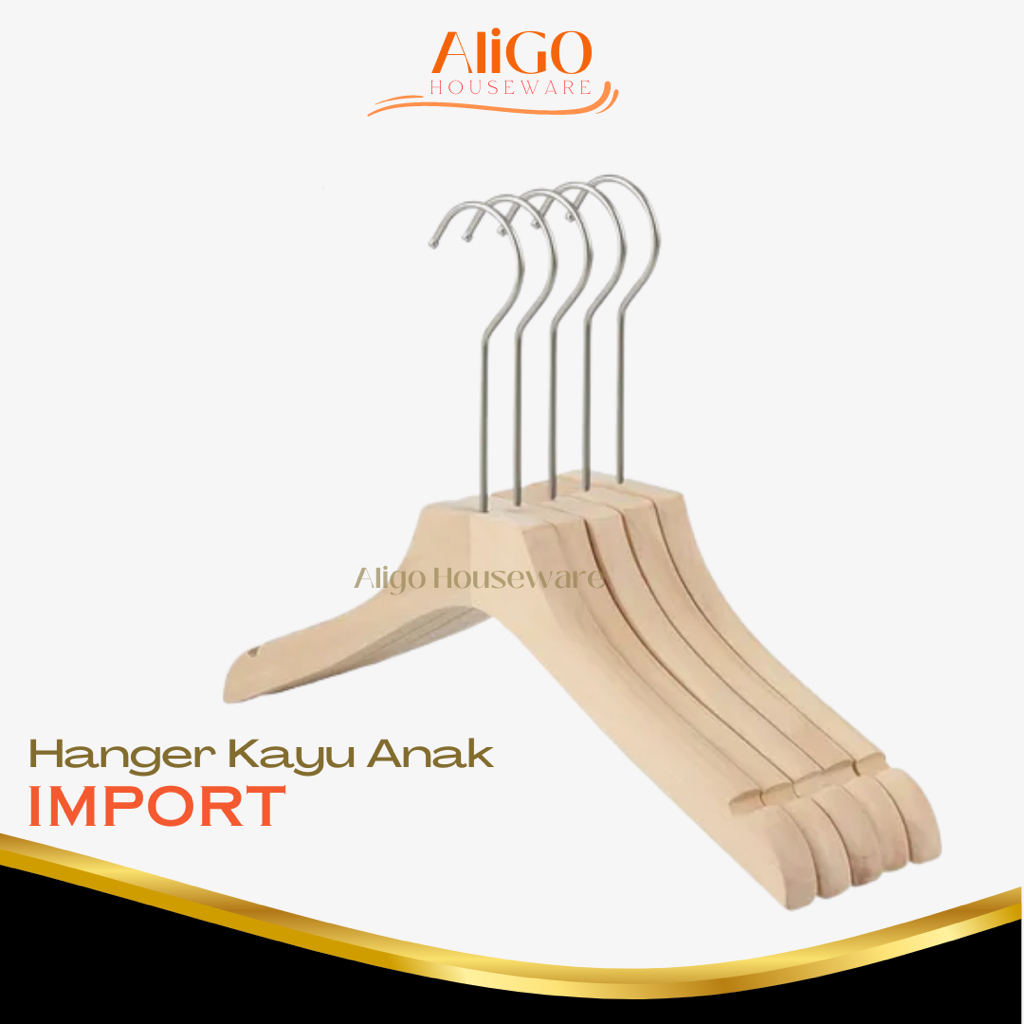 KAYU Aligo CHILDREN'S WOODEN HANGER PREMIUM ROUND GOLD HOOK (KR ...