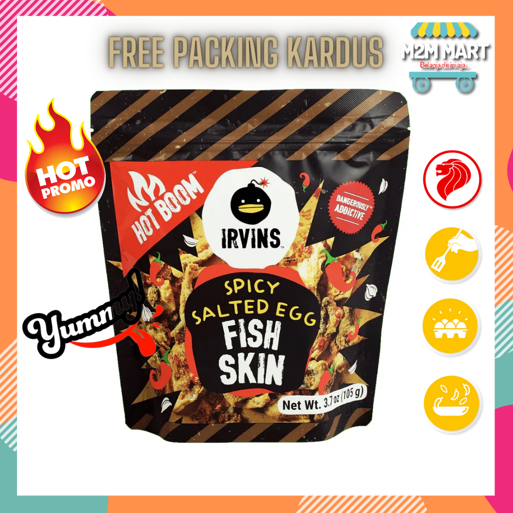 Irvins Fish Skin Chips Snack Hot Boom Spicy Salted Egg Fish Skin ...