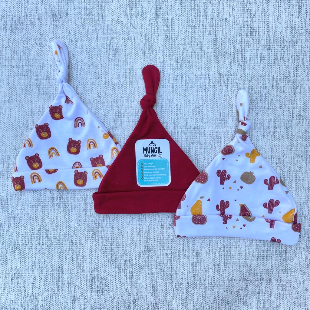 3 PCS cute screen printed hooded NEWBORN Baby beanies Serian Maroon ...