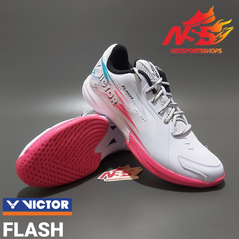 Original Victor Flash White Pink Badminton Shoes | Shopee Philippines