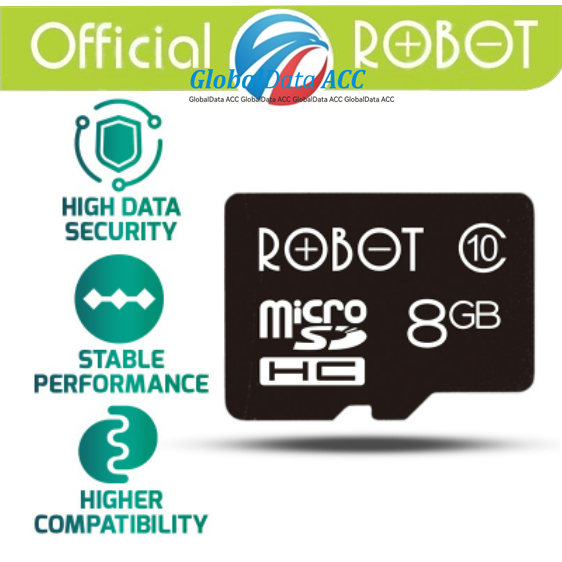 Robot Memory Card / HP Memory Card / Micro SD 8GB Class 10 Speed with ...