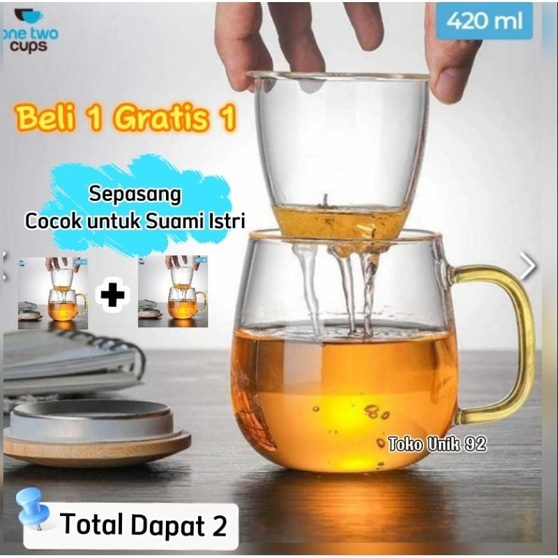 One Two Cups Tea Cup Tea Cup Mug with Infuser Filter - C225 | Shopee ...