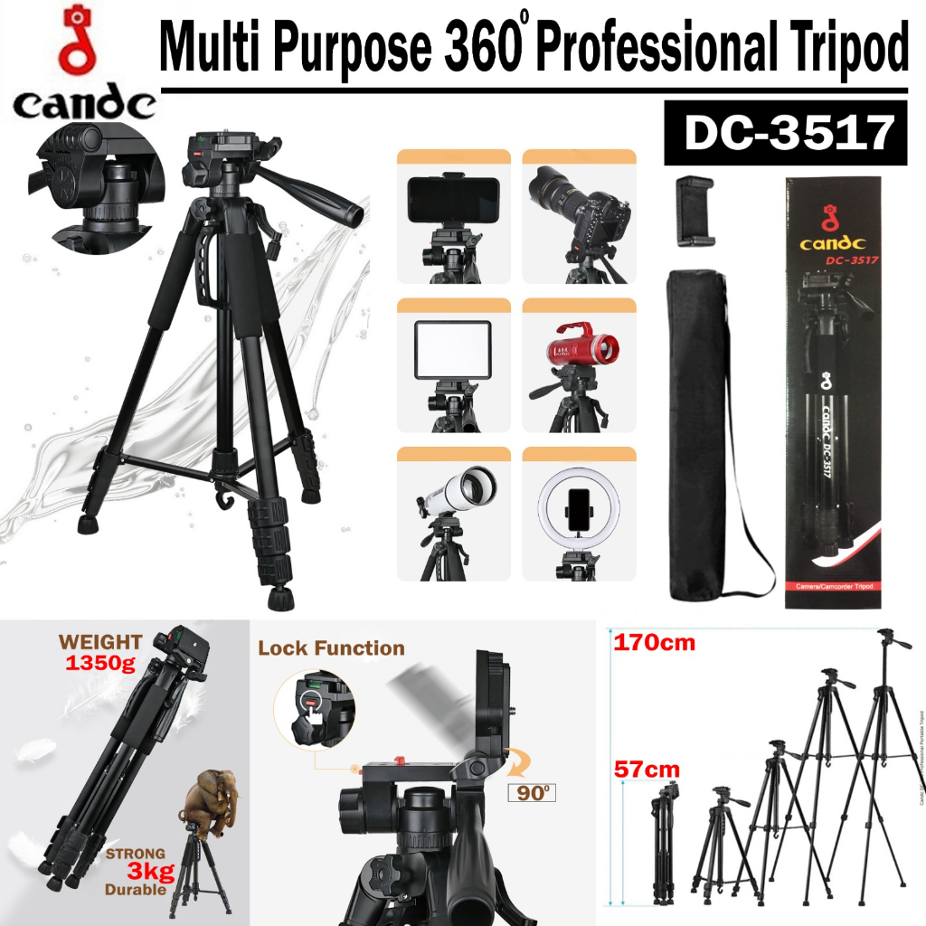 Multi Purpose Aluminum Tripod 360 Professional Tripod For Smartphone ...