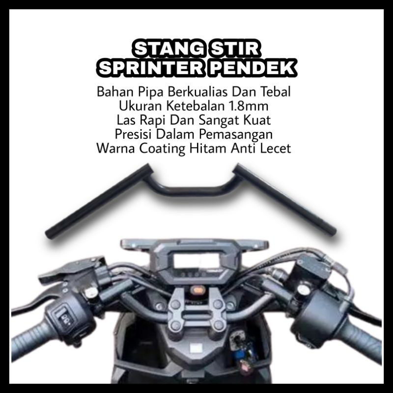 HITAM Handlebars Steering Wheel Short Fatbar Sprinter Beat Street ...