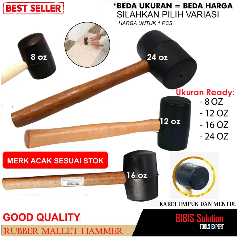 Rubber Hammer Ceramic Granite Tile Hammer Wooden Handle Hammer Rubber ...