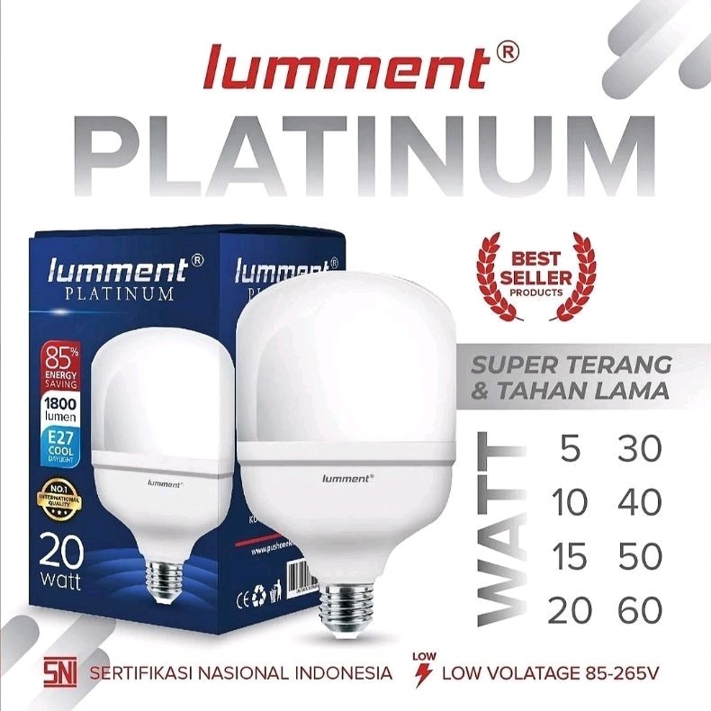 PUTIH T Platinum LED Light 5W 10W 15W 20watt Jumbo Bulb Capsule Tube ...