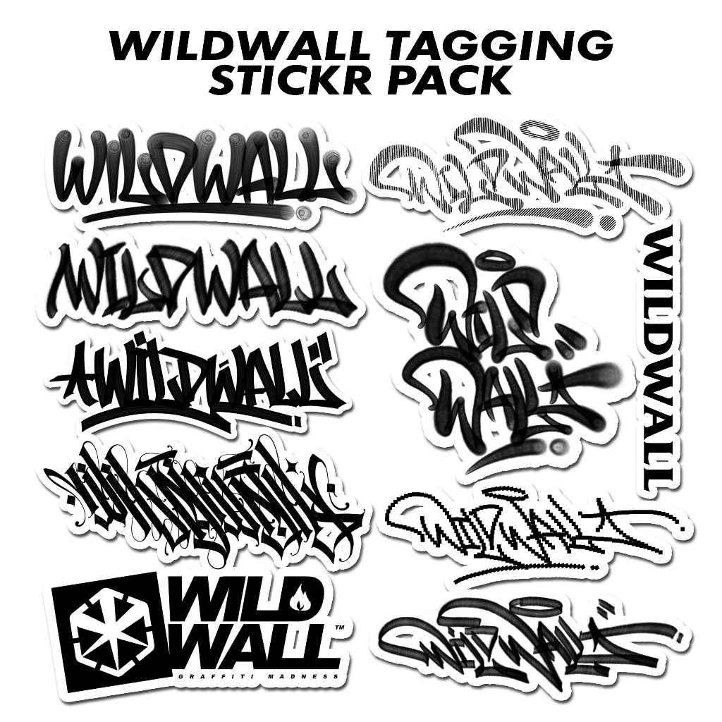 Sticker pack wildwall tagging black and white graffiti sticker | Shopee Philippines