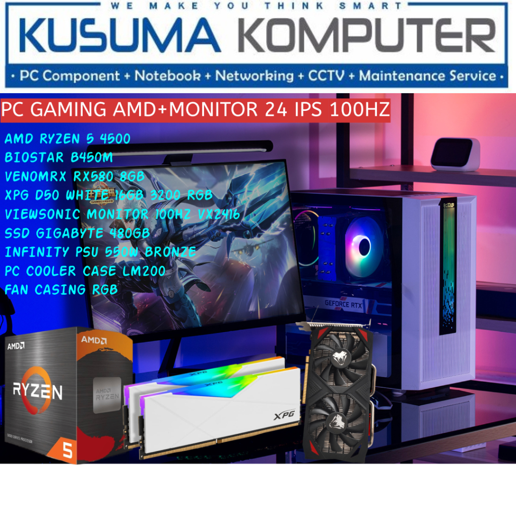 Complete Gaming PC Package Ryzen 5 4500+RX580 8GB+100Hz IPS Monitor ...