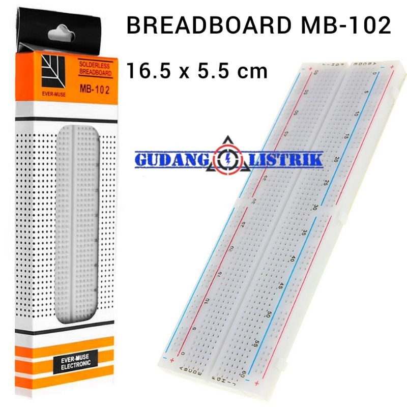 MB-102 Breadboard Protoboard 830 Hole Solderless PCB Prototype Board ...