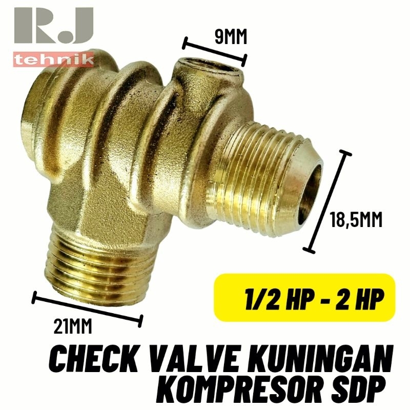 Krisbow SDP Air Compressor Brass Check Valve 1/ 2 hp - 2 One-Way ...