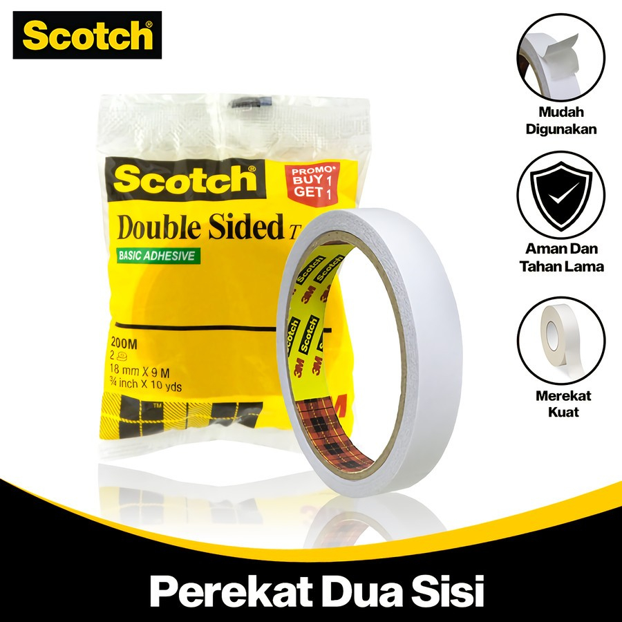 3M Scotch Double Sided Tape 200M (18mm x 10Y) * | Shopee Philippines