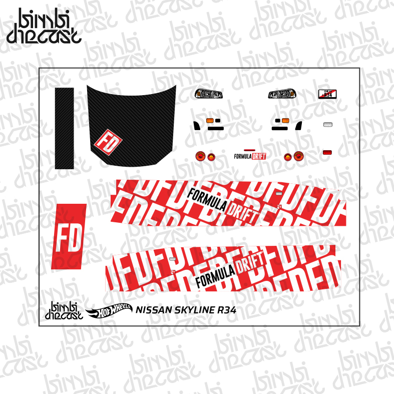 Decal Hotwheels Nissan Skyline R34 Formula Drift Transparent | Shopee ...