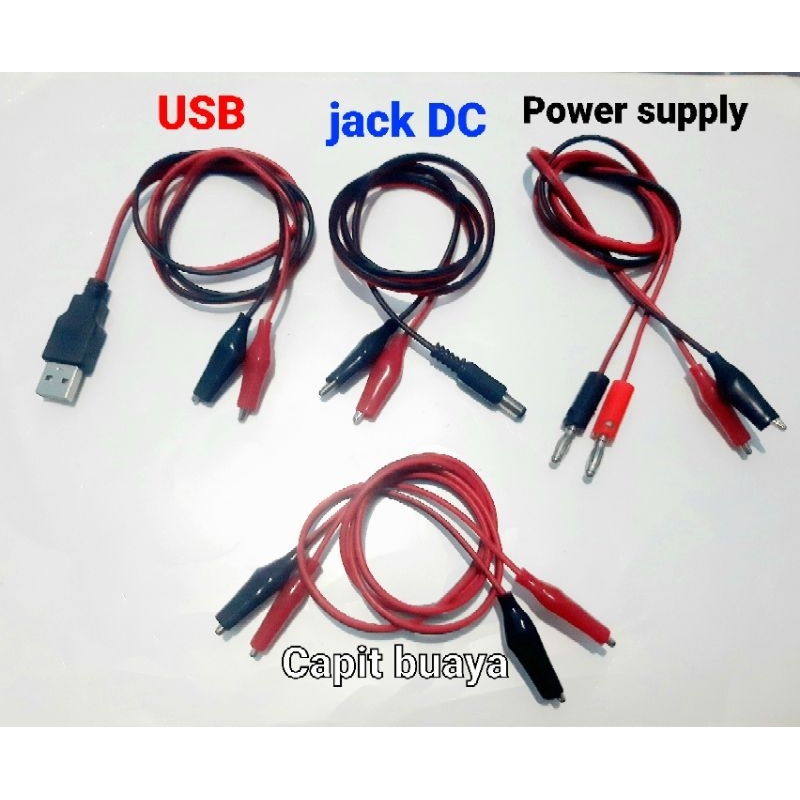 Crocodile claw cable to power supply Crocodile clamp cable to usb ...
