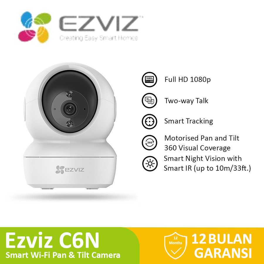 Ezviz CS-C6N 2MP Smart Wifi PTZ IP Camera CCTV Indoor 1080P | Shopee ...
