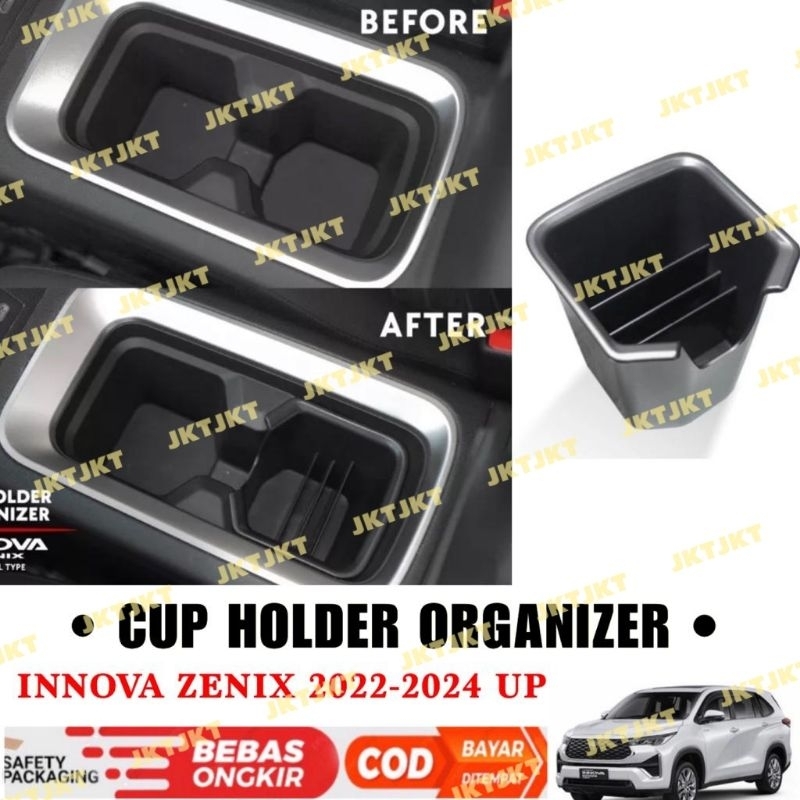 Innova Zenix Car Cup Holder Organizer 2022 2024 2025 Black. | Shopee ...