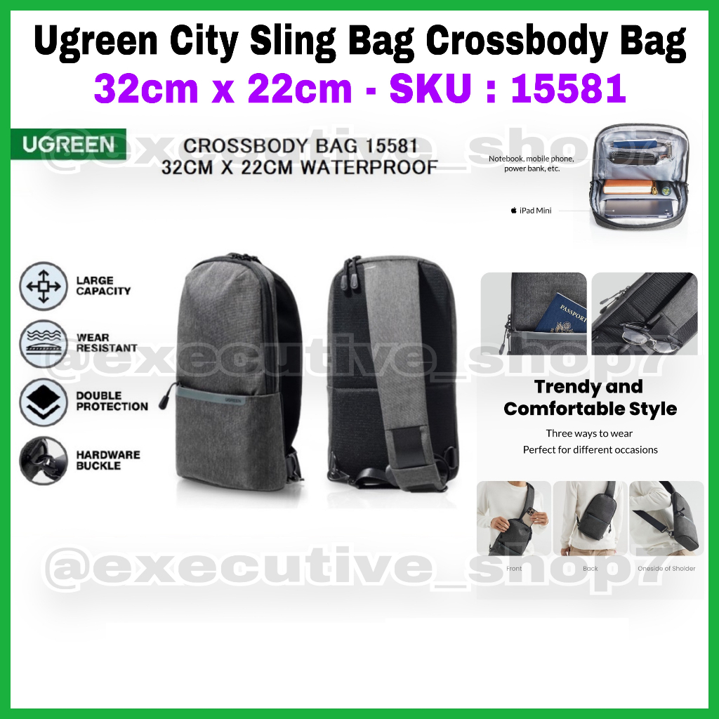Ugreen City Sling Bag Crossbody Bag - 32cm x 22cm - SKU: 15581 | Shopee ...