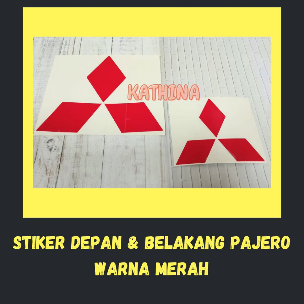 MERAH Mitsubishi All New Pajero Car Front Rear Logo Sticker Red Sticker ...