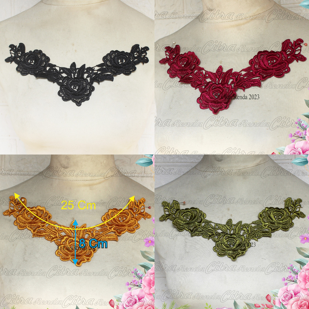 (Per Pcs) AP561A Beautiful Motif Neck Patch Embroidery Collar ...