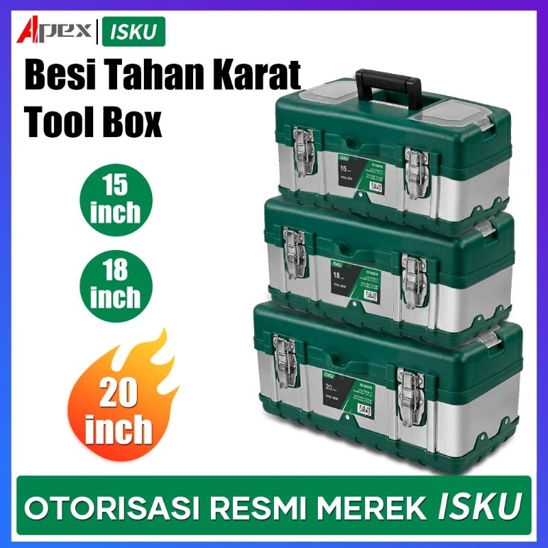 Isku Tool box Large stainless steel Tool box 15-20 inches | Shopee ...