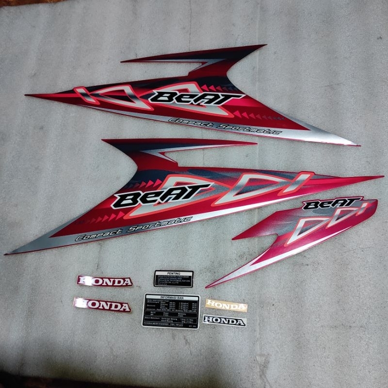 MERAH Honda Beat carburetor carburetor red 2012 2013 graphic striping ...