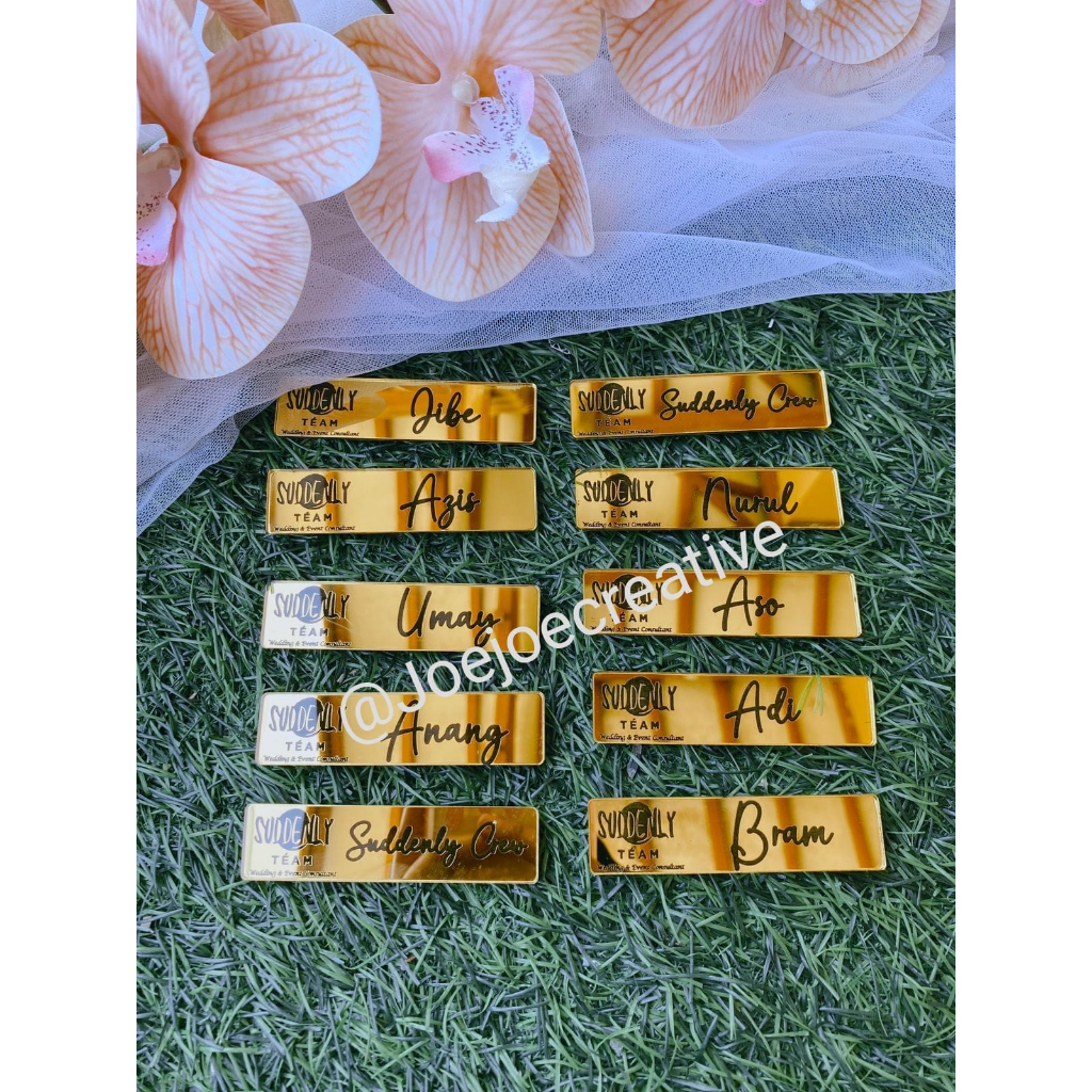 Nametag Acrylic Custome Nameplate GOLD Color Name Chest Board | Shopee ...