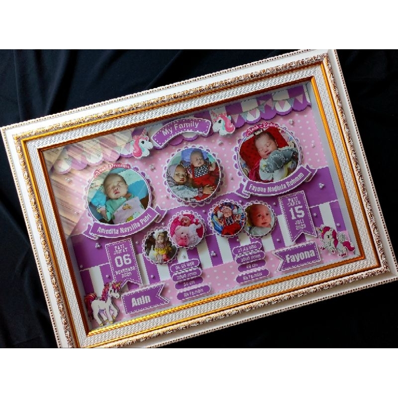 3D Baby Biodata 15R | Baby Nameplate | Birth Frame | Child's gift ...