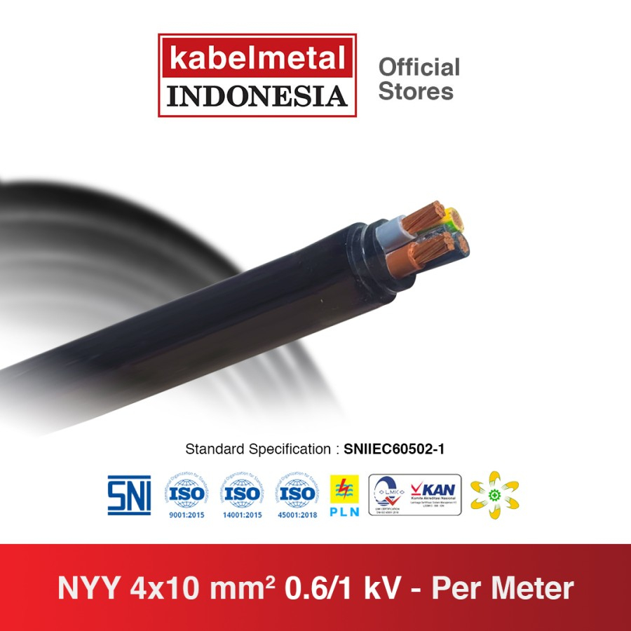 HITAM Indonesian Cablemetal - NYY Cable 4x10 mm Per Meter Tufur Outdoor ...