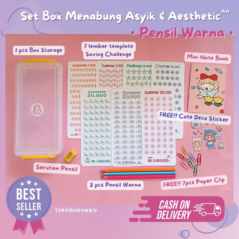 Fun & AESTHETIC Saving BOX SET - Color Pencil ^^ | Shopee Philippines