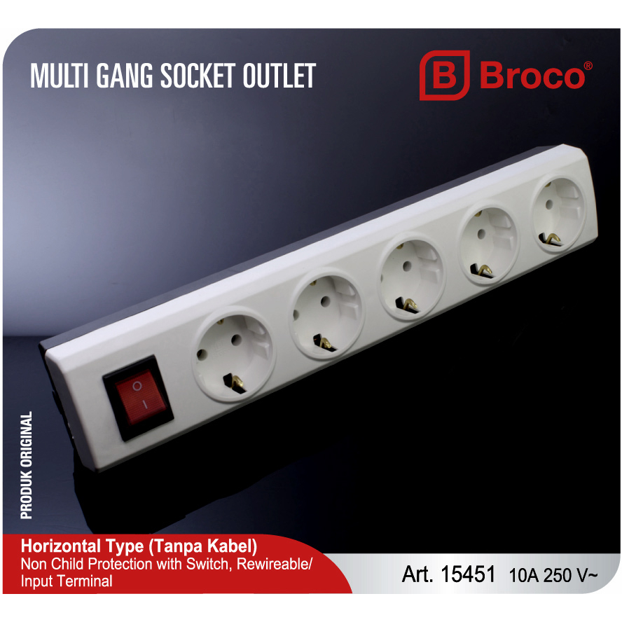 Broco 15451 - 5 Hole Socket + Switch (Non-CP) | Shopee Philippines