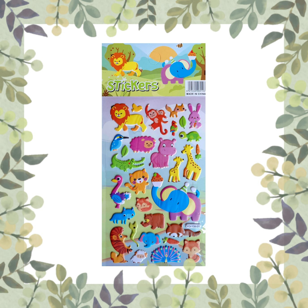Picture Paste Sticker Embossed Sticker Children Zoo Character Sticker ...