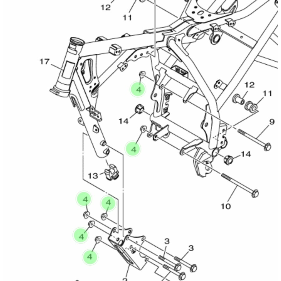 MESIN GANTUNGAN No. 4 ORIGINAL YAMAHA BYSON ENGINE HANGER MOUNTING NUTS ...