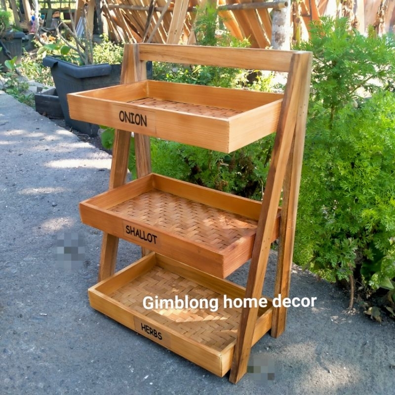 AESTHETIC TEAK WOOD COMBINATION ONION RACK | Shopee Philippines
