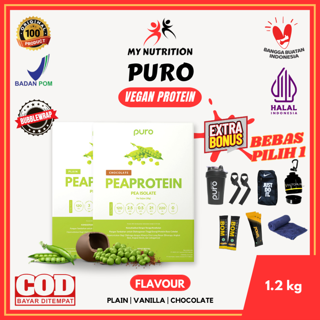 PURO Pea Protein VEGA PRO 1.2kg Whey Supplement Protein Isolate Fitness ...