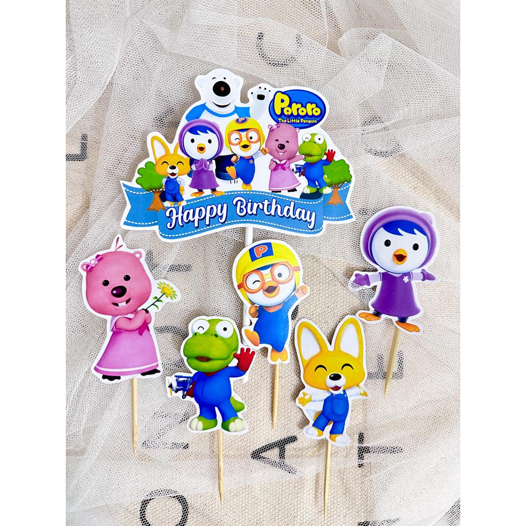BJ - Pororo Mini Birthday Cake Topper / Birthday Cake Decoration ...