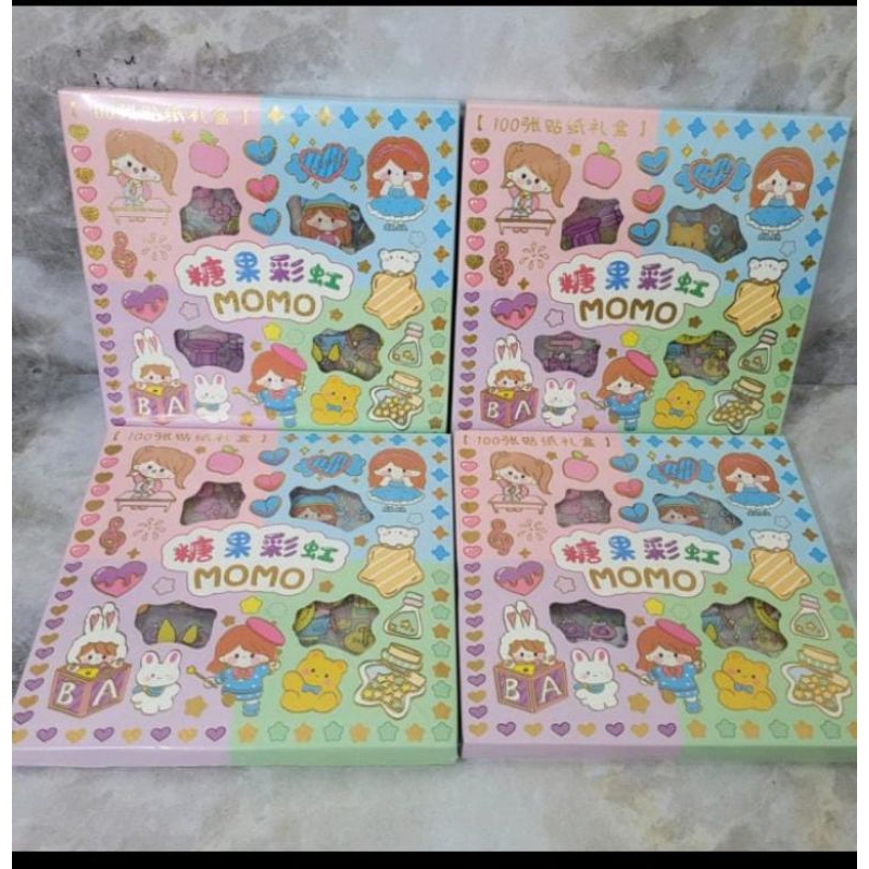 Momo Sticker Contents 100pcs l Sticker Gift Box 100 Sheets | Shopee ...