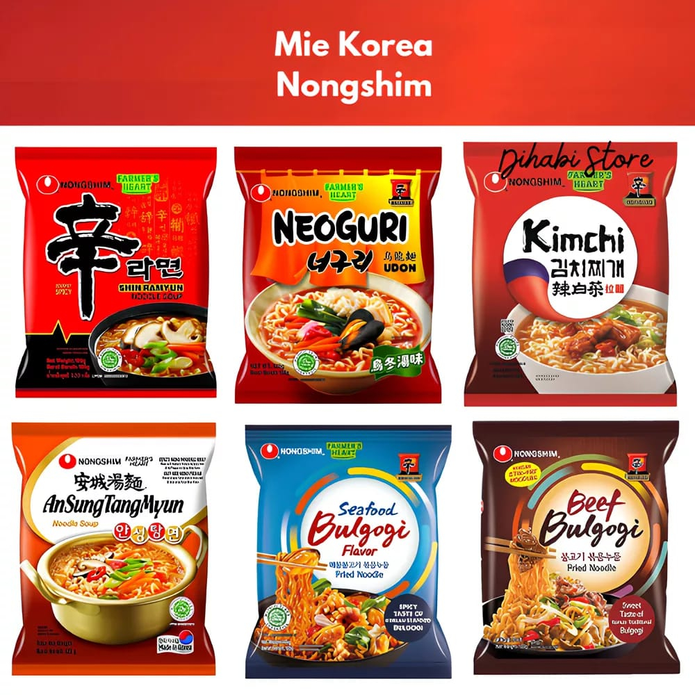 Korean Instant Noodles Nongshim Halal Shin Ramyun, Neoguri, Cham Pong ...