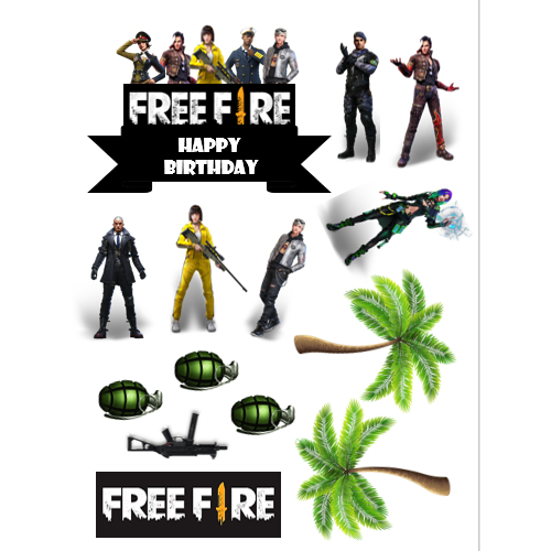 Custom FREE FIRE Topper/Birthday Cake Decoration with free fire theme ...