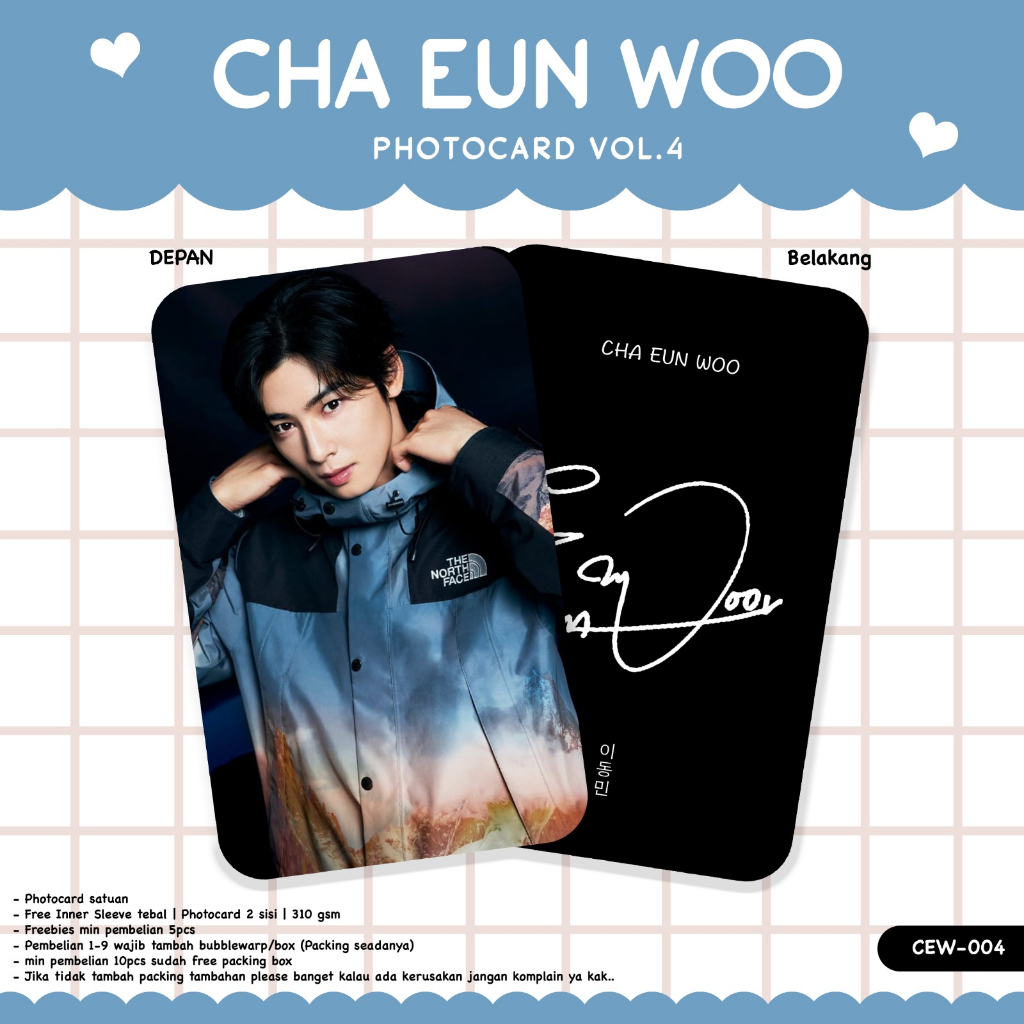 Photocard CHA EUN WOO VOL.4 Latest GLOSSY Front And Back ACTOR ...