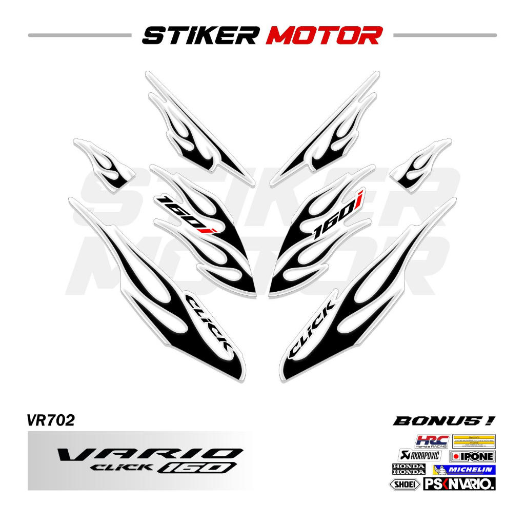 VR702 NEW VARIO 160 STICKER FIRE MOTIF STRIPING LIS STICKER HONDA VARIO ...